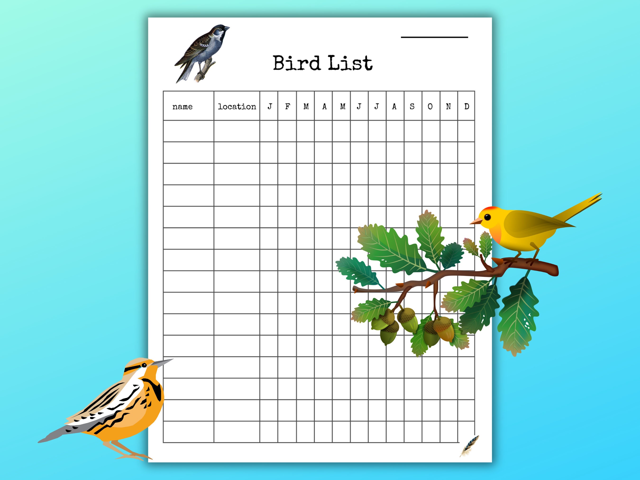 Printable Bird List Tracker | Bird Log Journal | Charlotte Mason Nature ...