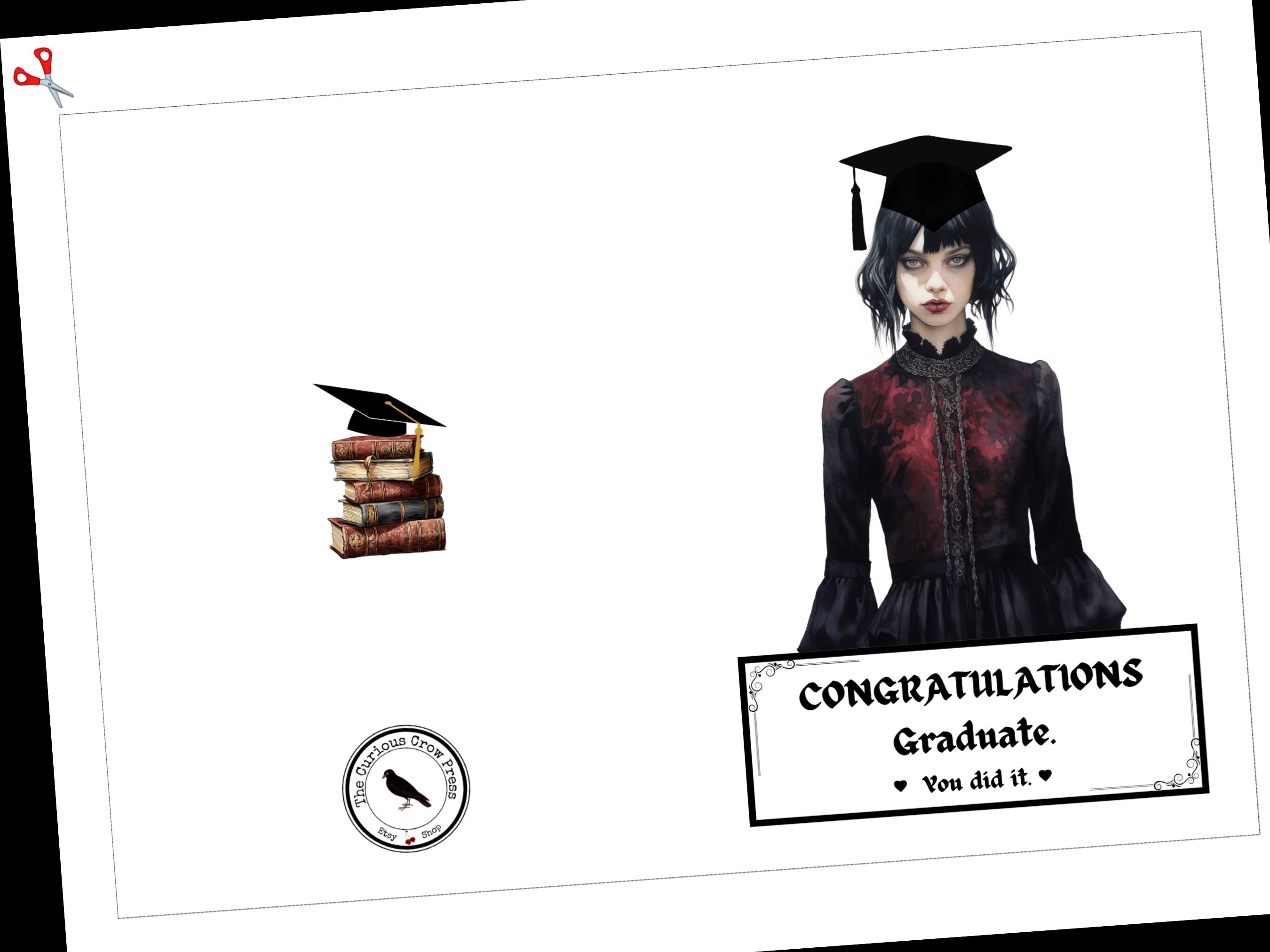 Graduation Goth Girl Printable Card Dark Gothic Congratulations Card ...