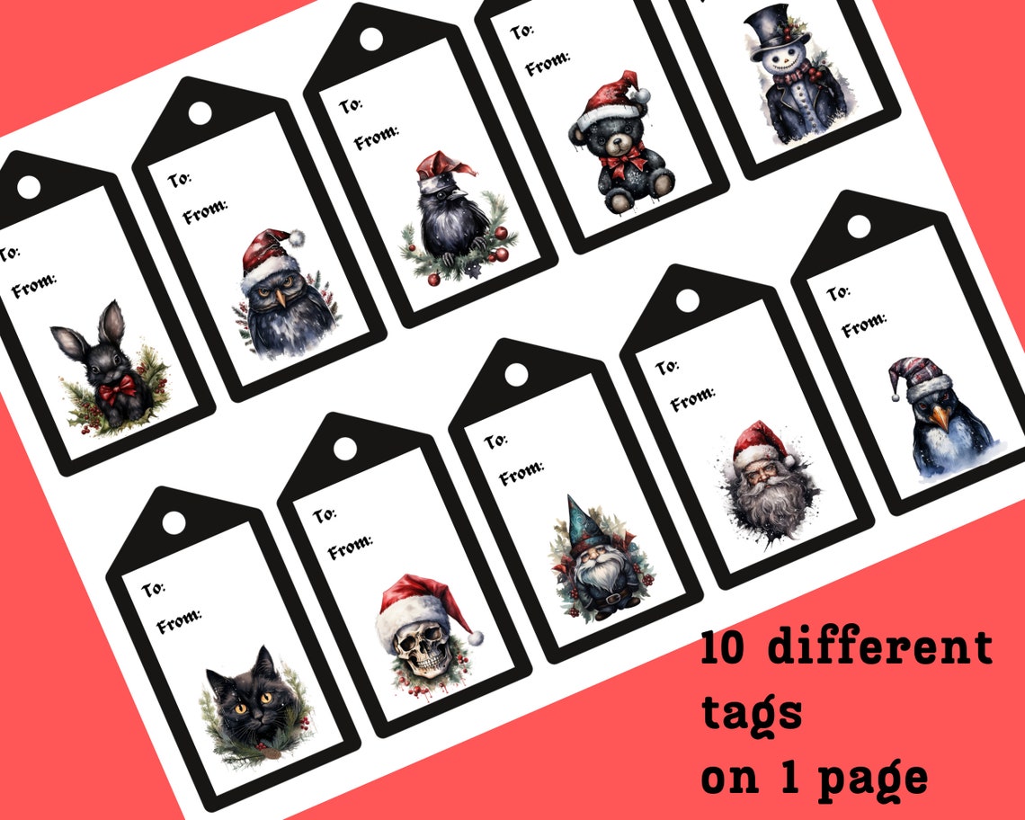 Gothic Christmas Gift Tags | Spooky Xmas Tags | Dark Christmas Gift Tag ...