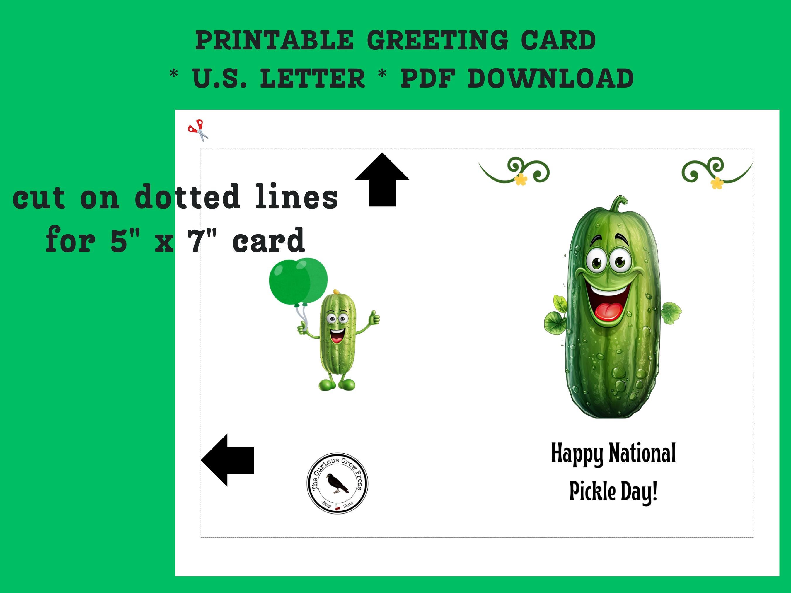 National Pickle Day PRINTABLE Card | Happy Pickled Greeting Card ...