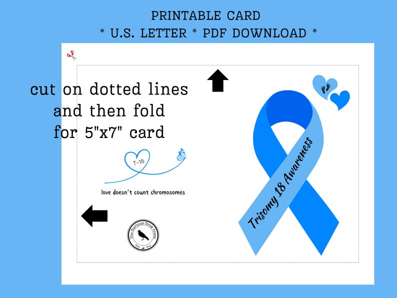 Trisomy 18 Awareness Card Printable 3x5 and 5x7 | March 18 Trisomy ...