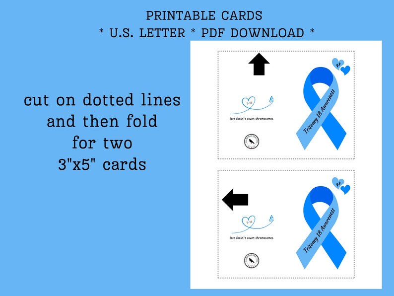 Trisomy 18 Awareness Card Printable 3x5 and 5x7 | March 18 Trisomy ...