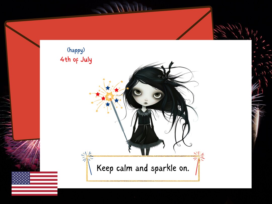 Goth Girl 4th of July Independence Day Printable Card | Gothic Sparkler ...