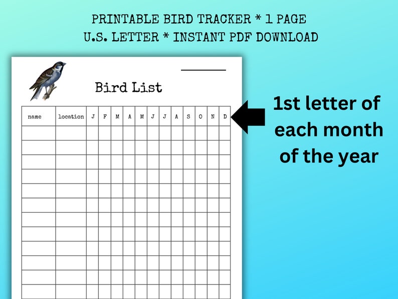 Printable Bird List Tracker | Bird Log Journal | Charlotte Mason Nature ...