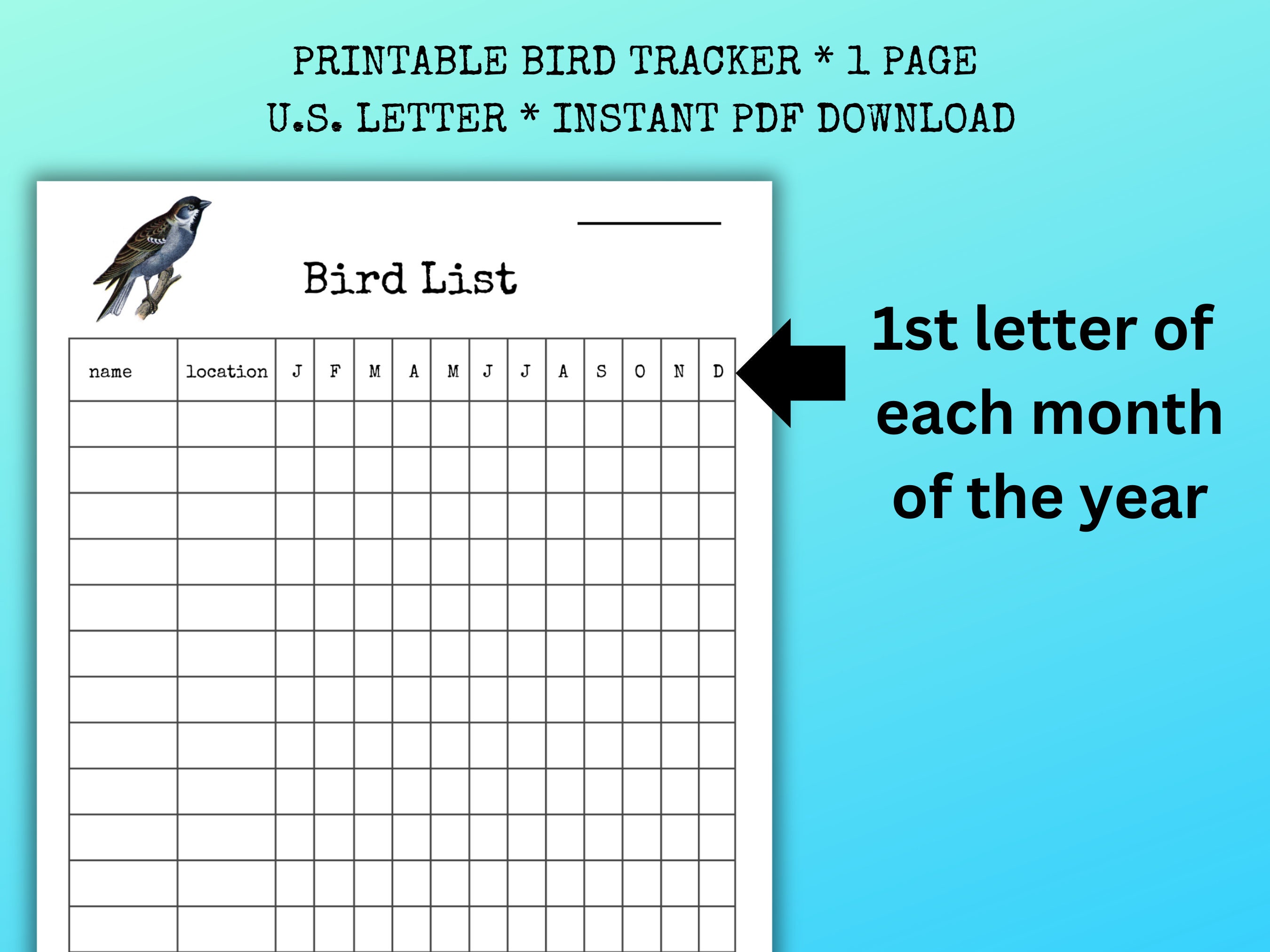 Printable Bird List Tracker | Bird Log Journal | Charlotte Mason Nature ...