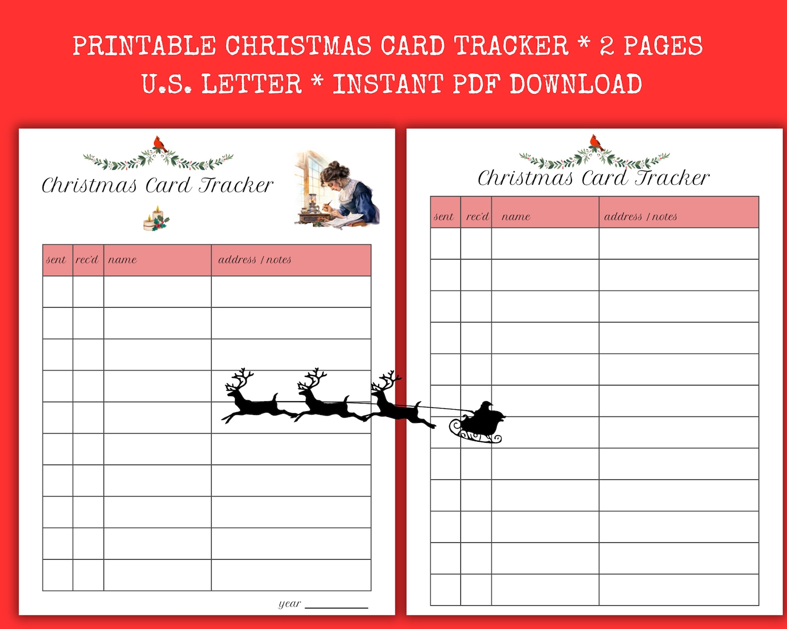 Christmas Card List | Holiday Card List | Greeting Card Tracker | Cards ...
