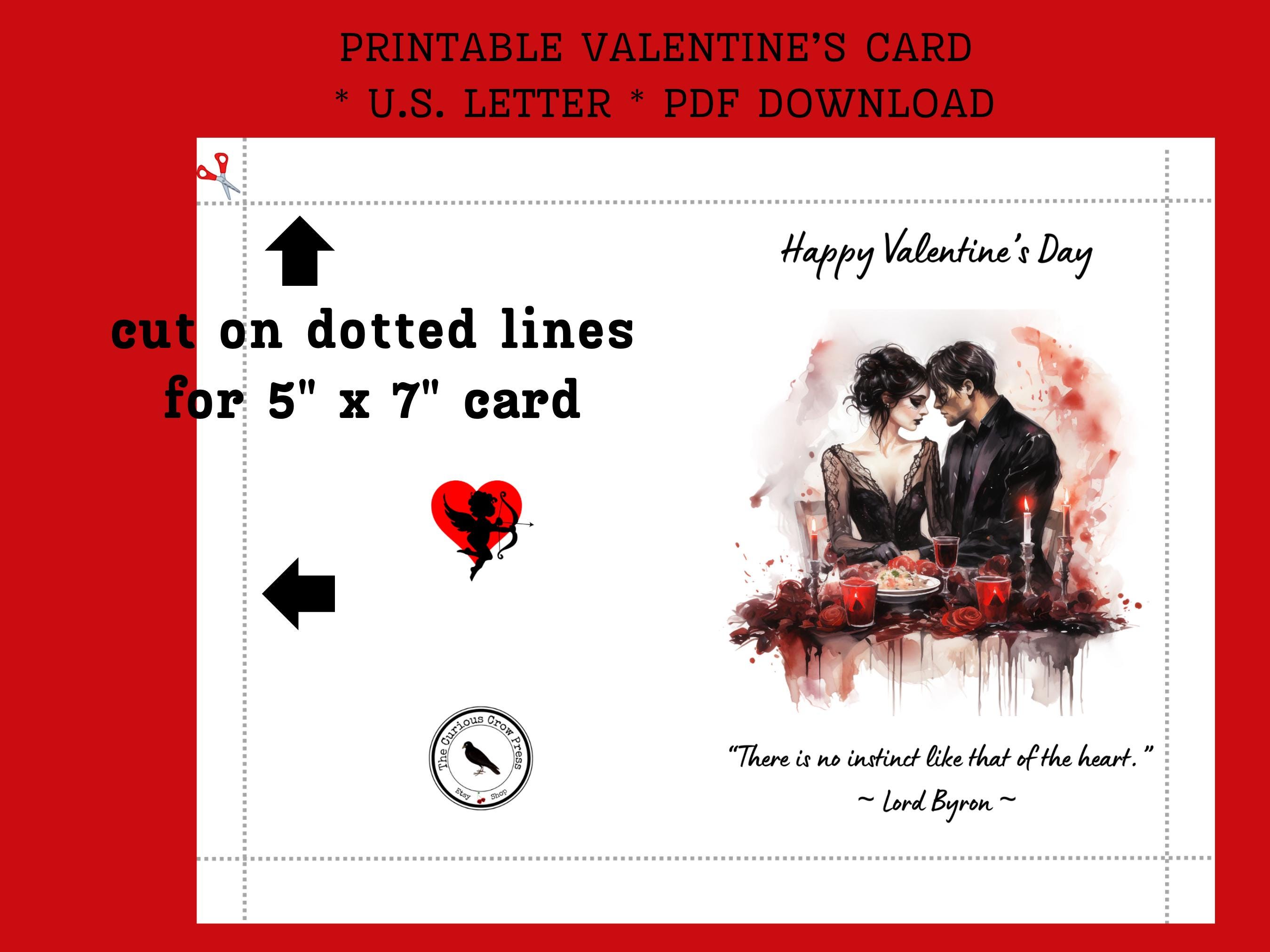 Goth Couple Valentines Day Printable Card | Lord Byron Quote | Gothic ...