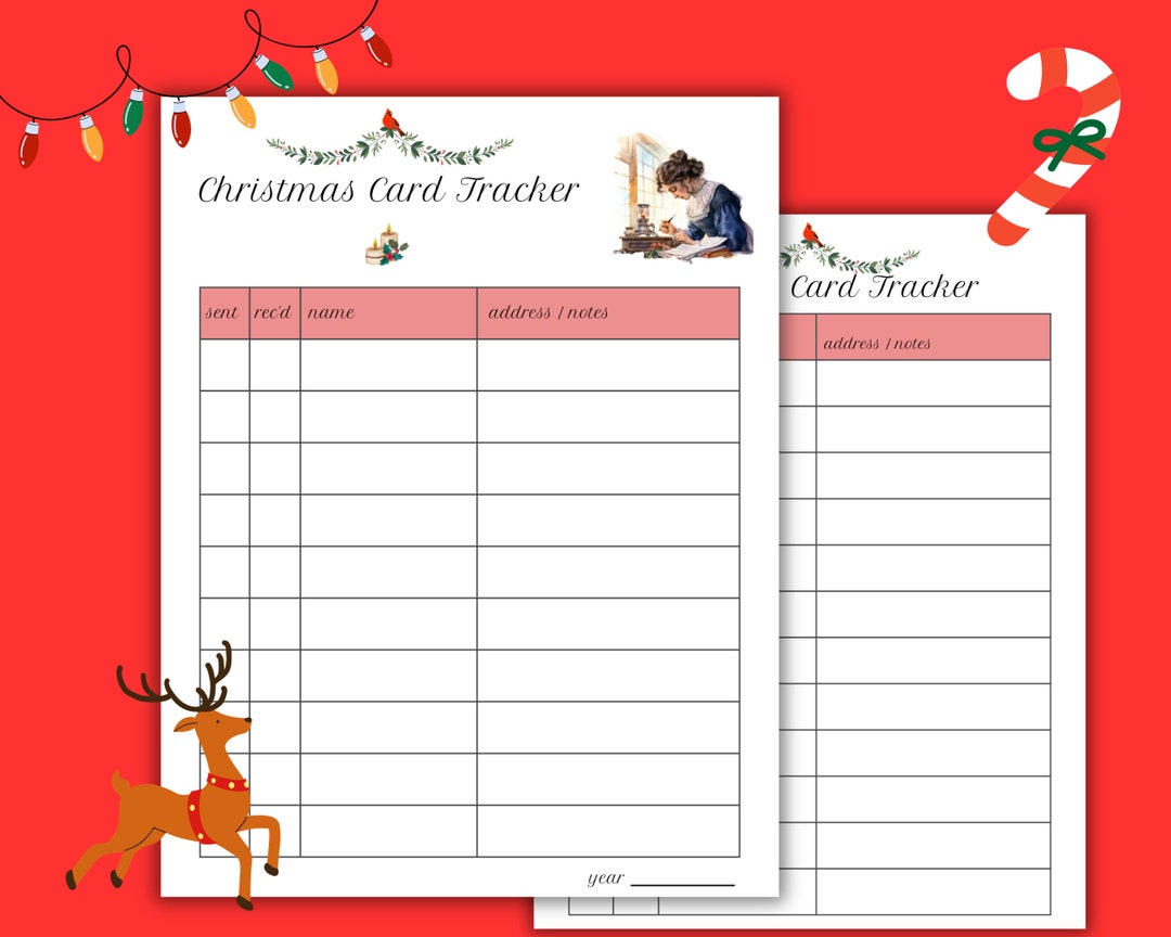 Christmas Card List | Holiday Card List | Greeting Card Tracker | Cards ...