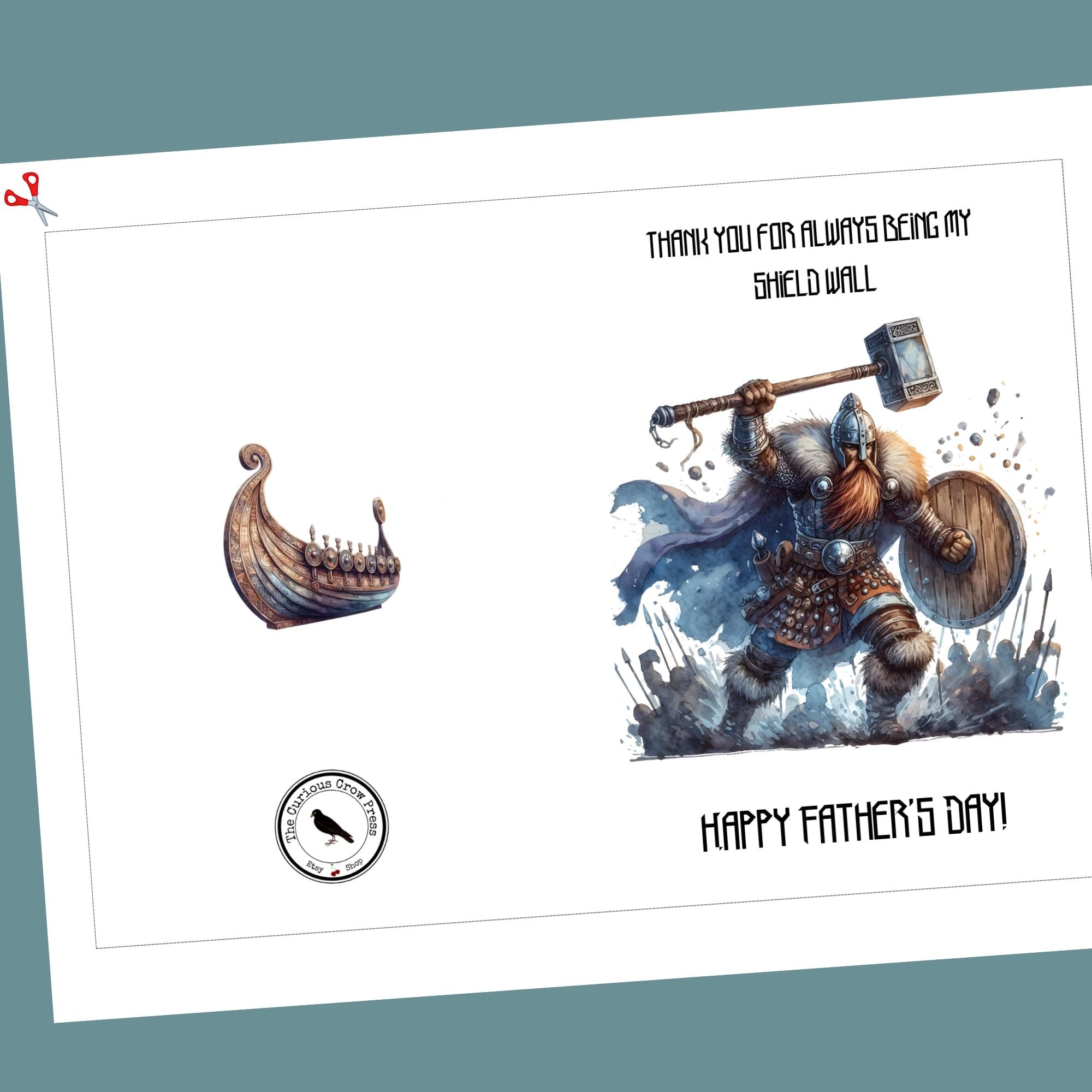 Viking Fathers Day Printable Card | Cool Dads Day Card | Shield Wall ...