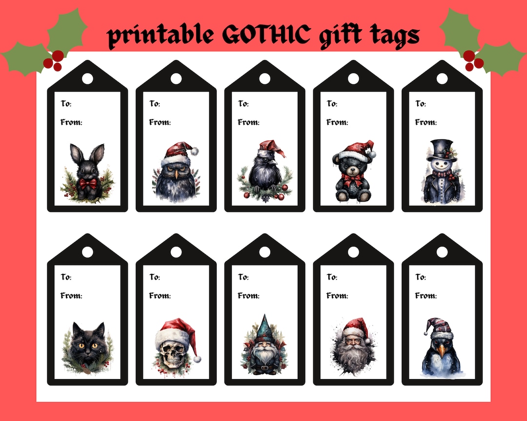 Gothic Christmas Gift Tags | Spooky Xmas Tags | Dark Christmas Gift Tag ...