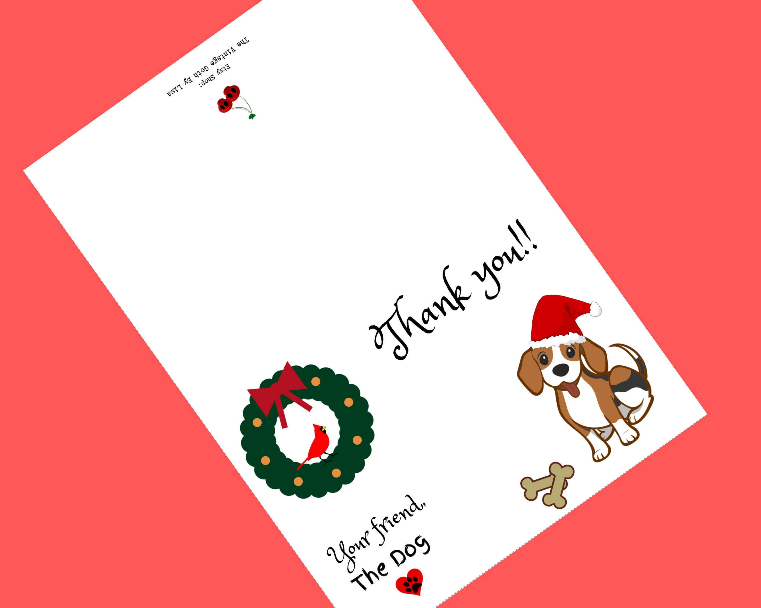 From the Dog Christmas Thank You Card Dog Thanks Holiday Card Xmas ...