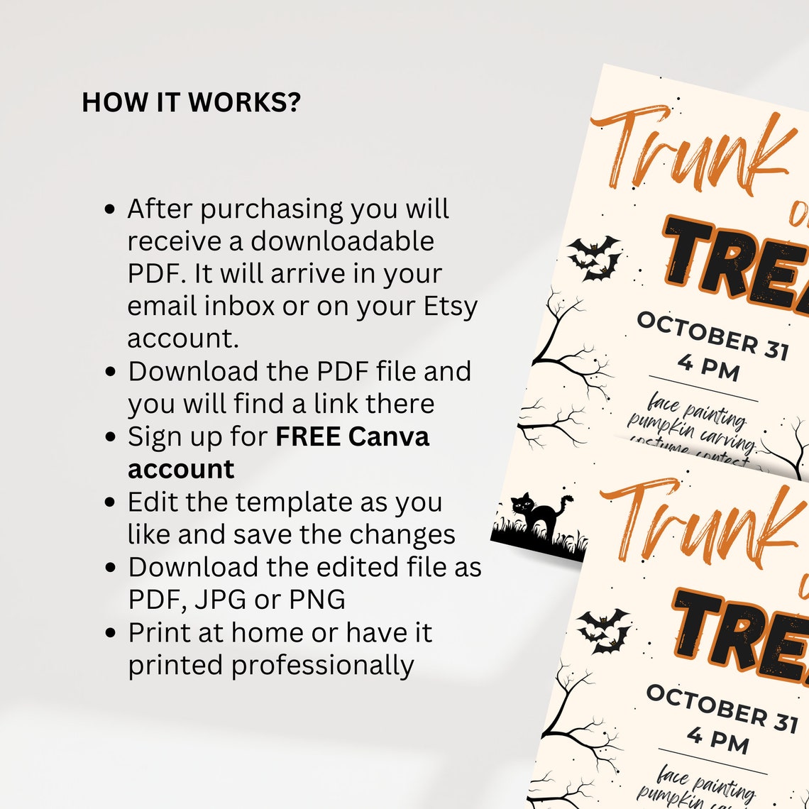 Editable Trunk or Treat Flyer Set | Fall Festival Flyer | Halloween ...