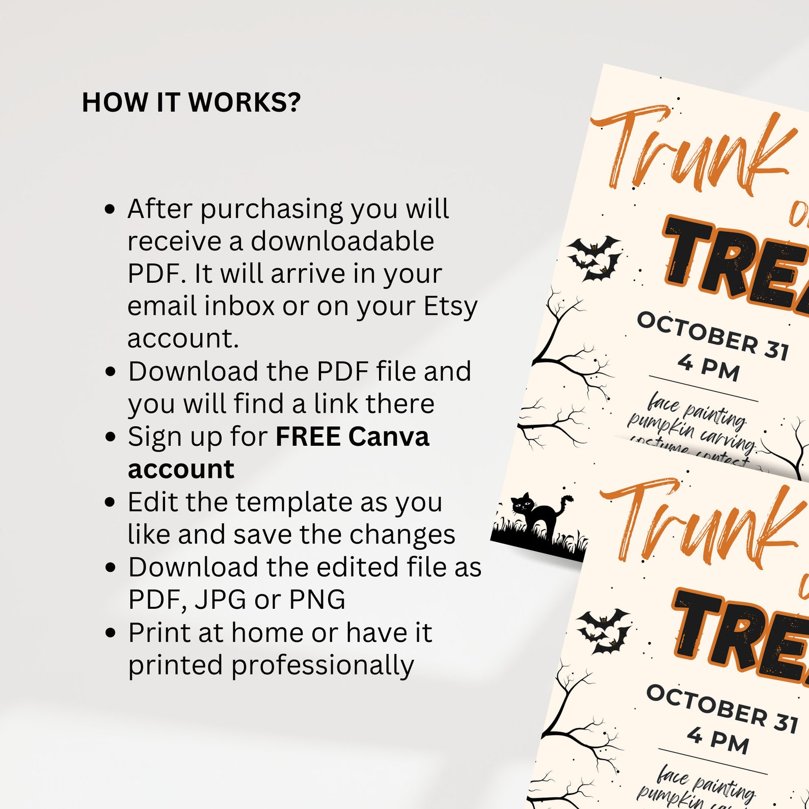 Editable Trunk or Treat Flyer Set | Fall Festival Flyer | Halloween ...