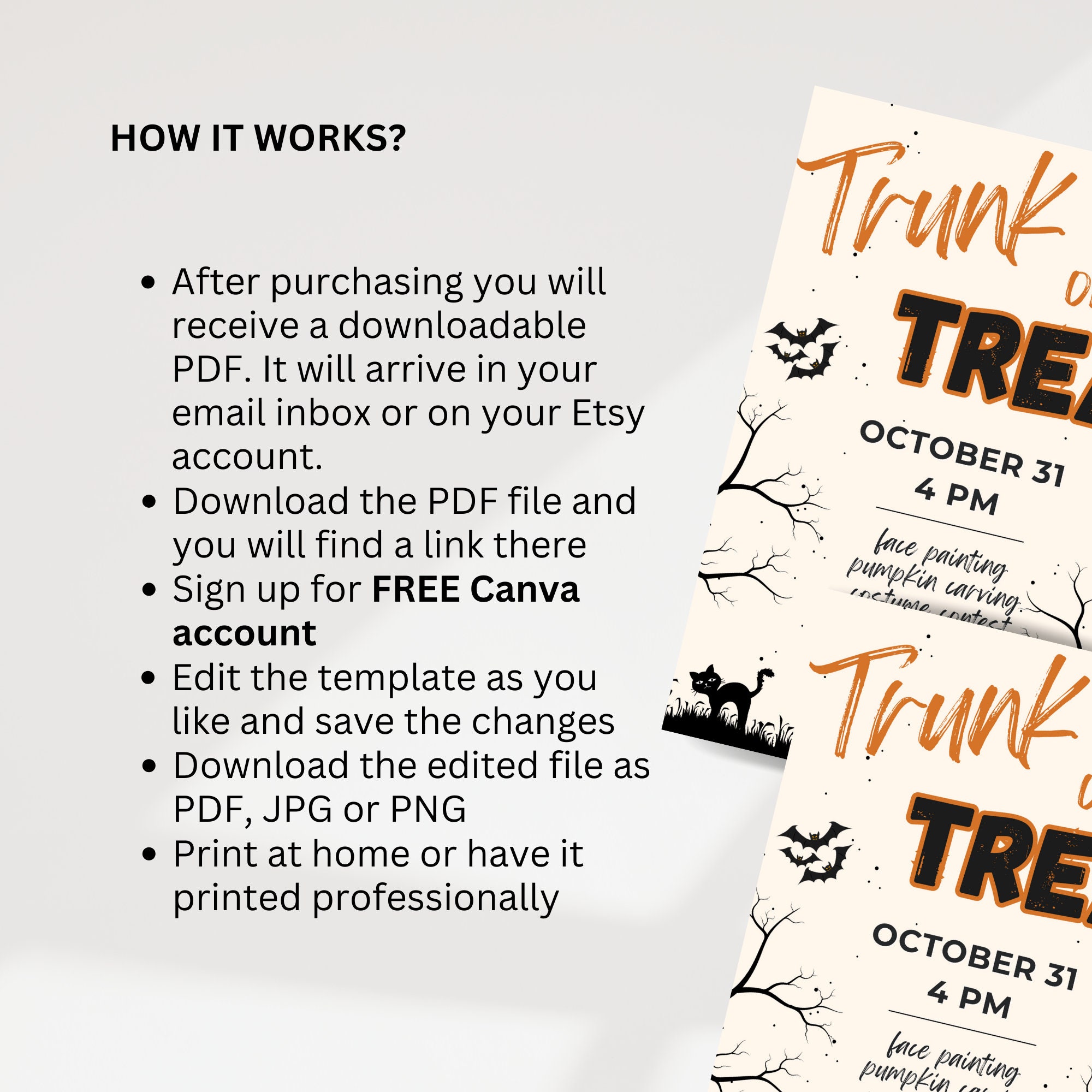 Editable Trunk or Treat Flyer Set | Fall Festival Flyer | Halloween ...