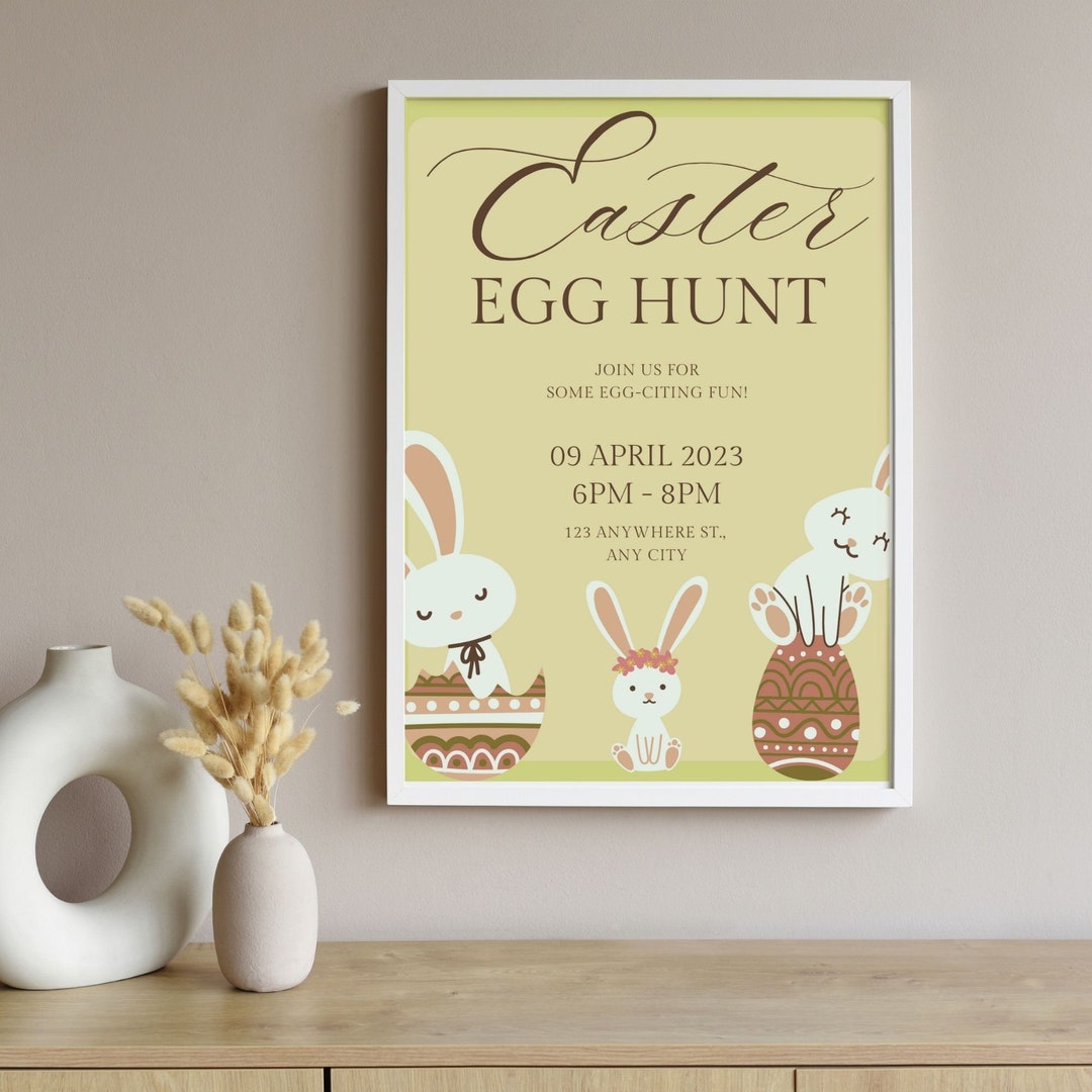 Editable Easter Egg Hunt Flyer Template, Easter Bunny Flyer, Egg Hunt ...