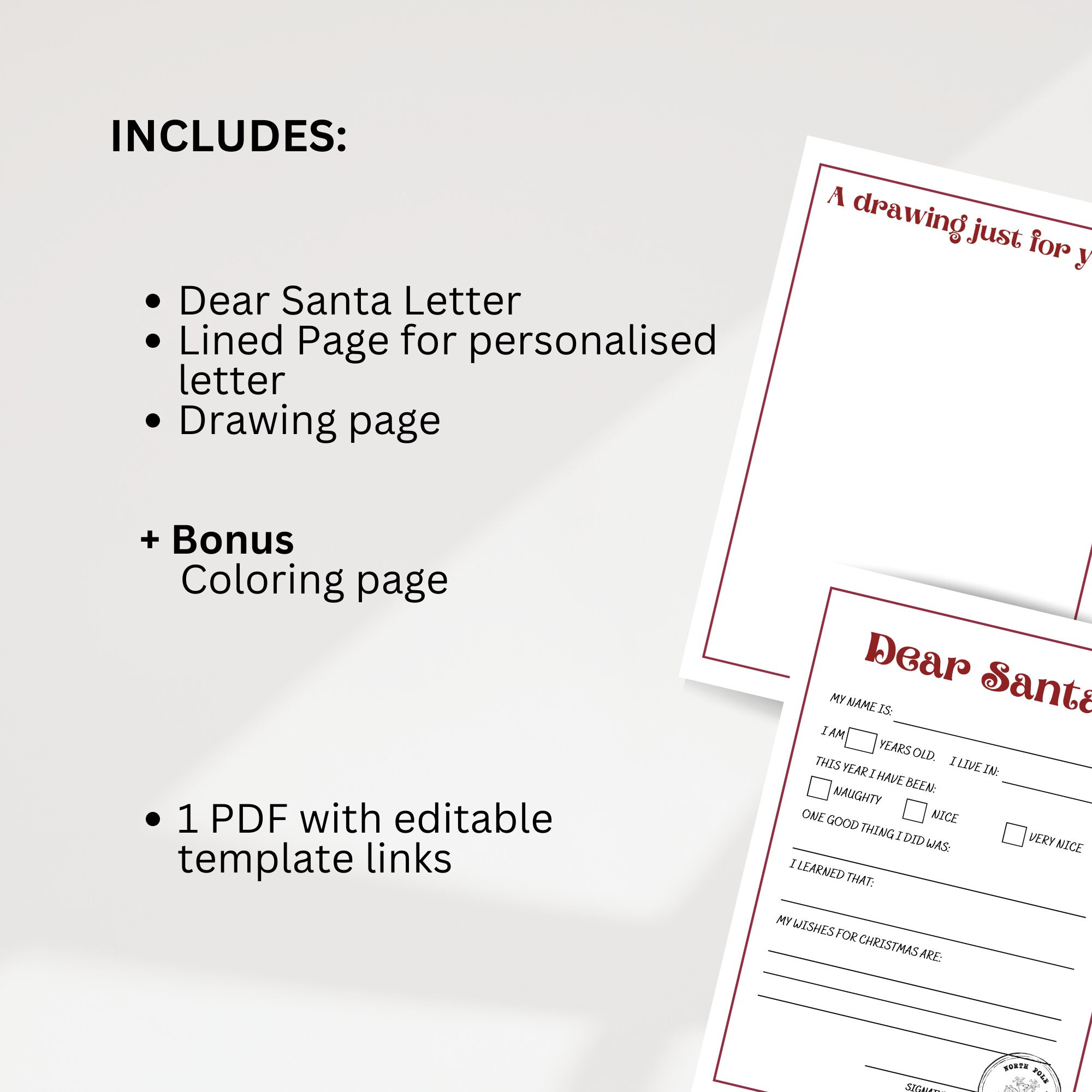 Printable Letter to Santa and Activity Bundle - A Festive Treat for ...