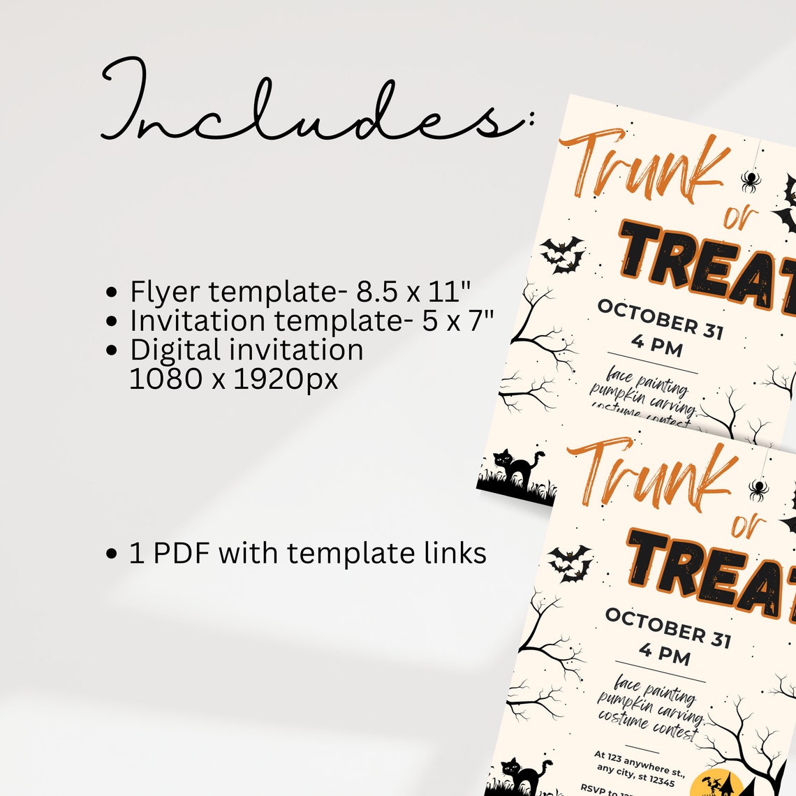 Editable Trunk or Treat Flyer Set | Fall Festival Flyer | Halloween ...