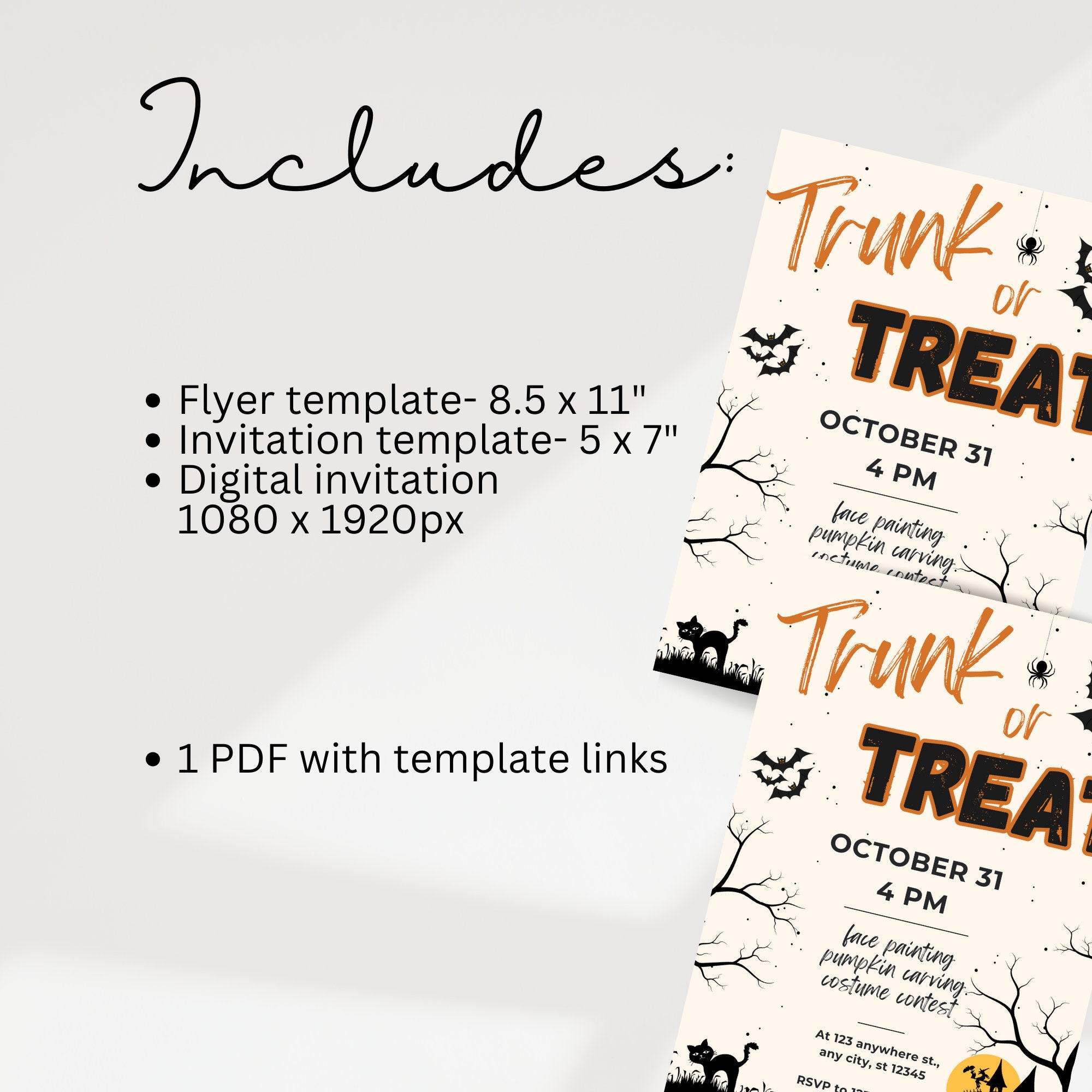 Editable Trunk or Treat Flyer Set | Fall Festival Flyer | Halloween ...