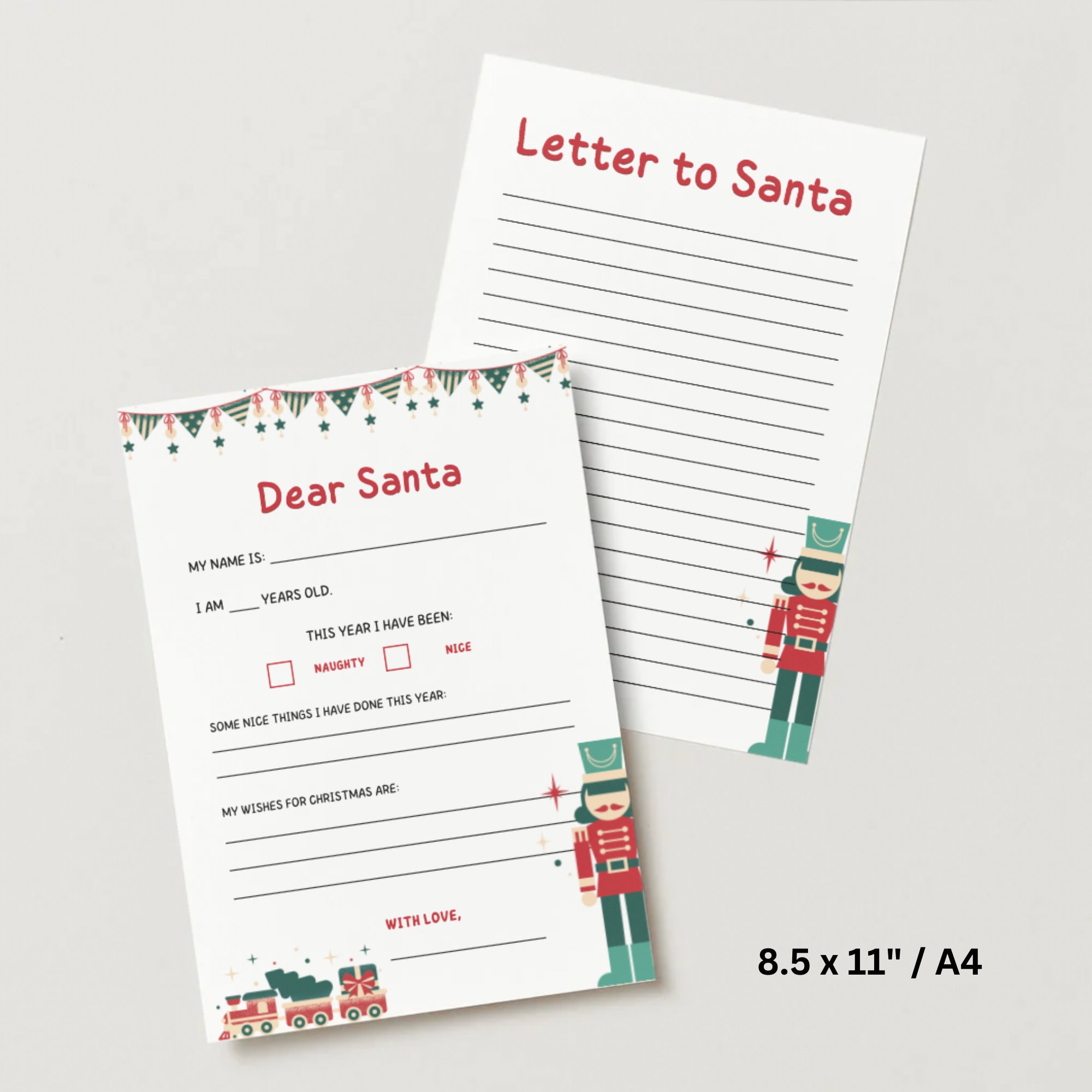 Printable Letter to Santa Bundle | Christmas Dear Santa Letter for Kids ...