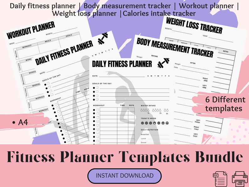 Complete Fitness Planner Bundle for Women and Men A4 - Etsy