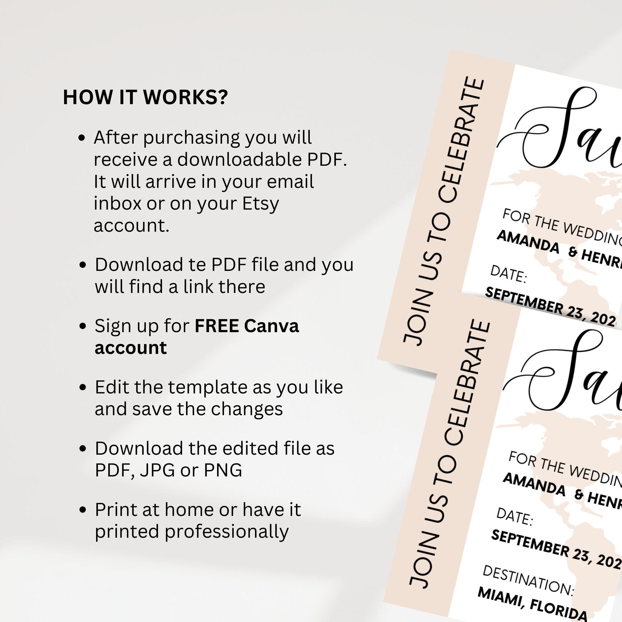 Instant Download Boarding Pass Save the Date Template, Plane Ticket ...