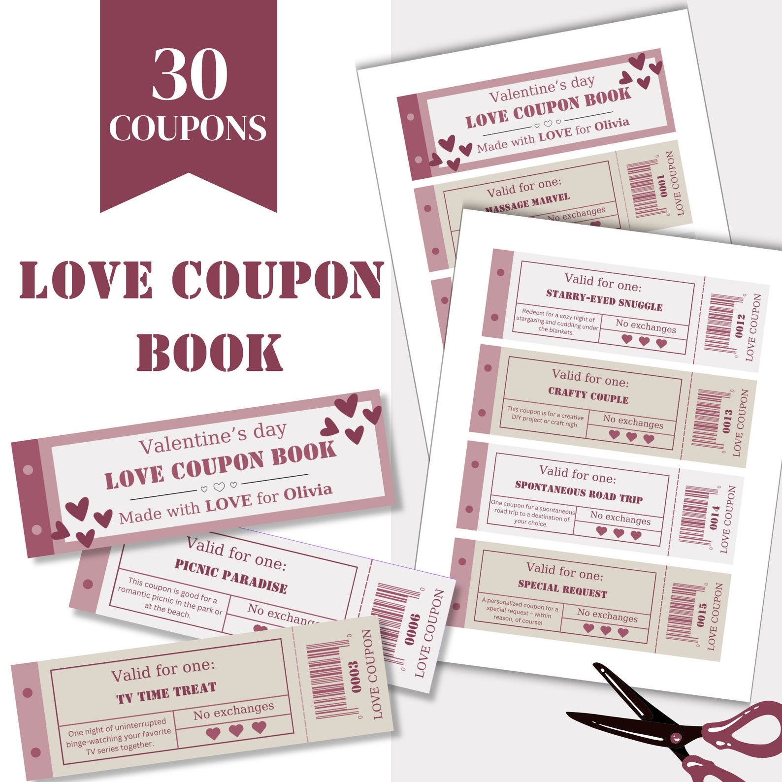 Printable Valentine's Day Love Coupons Valentine's Day Coupon Book ...