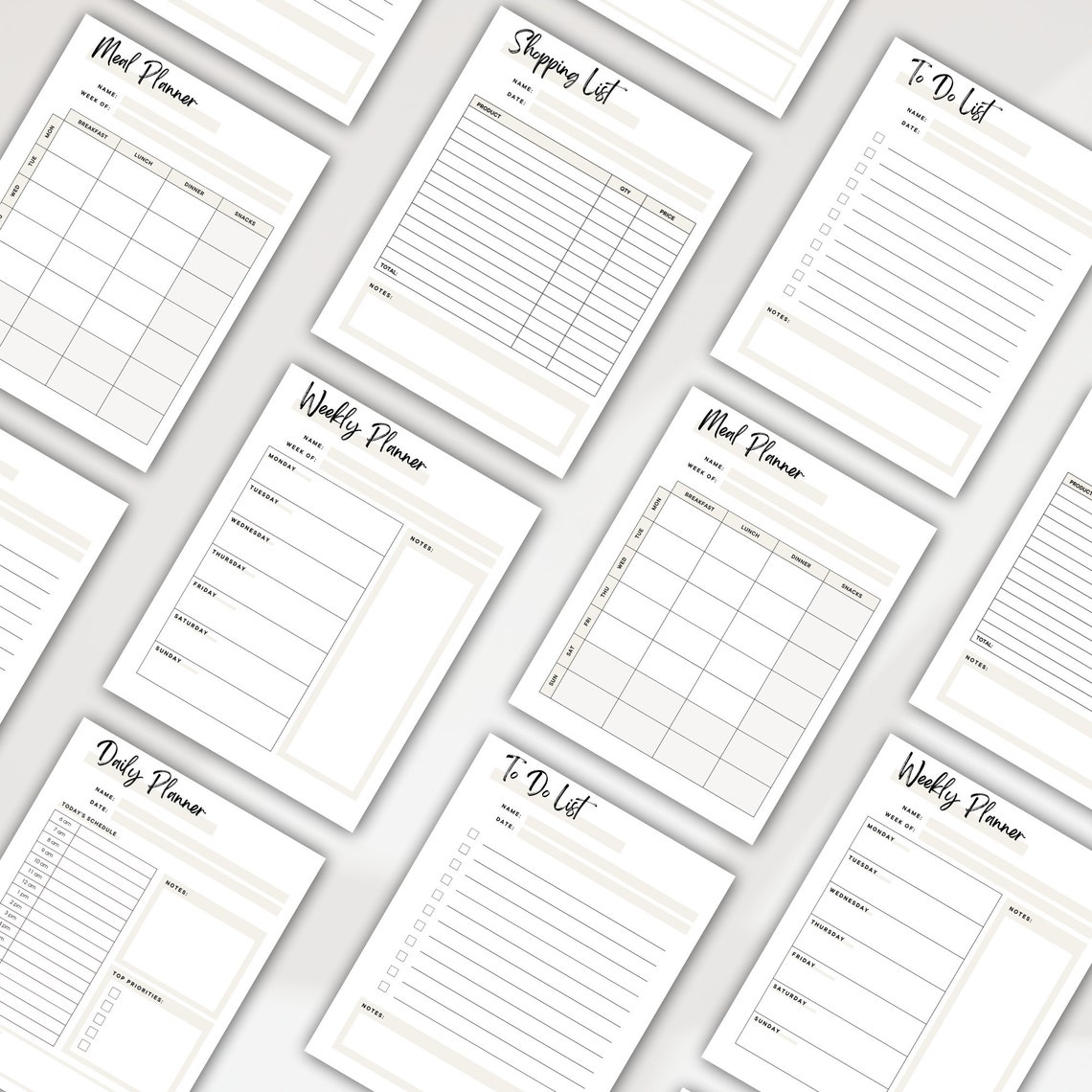 Printable Planner Templates Bundle 5 Designs Digital PDF Files Instant ...