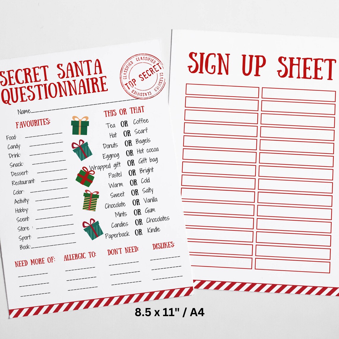Secret Santa Questionnaire Bundle: Organize a Jolly Work Gift Exchange ...
