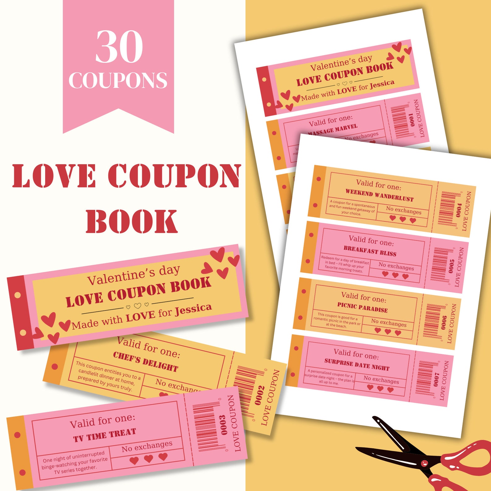 Printable Love Coupons for Couples Love Coupon Book Valentine's Day ...