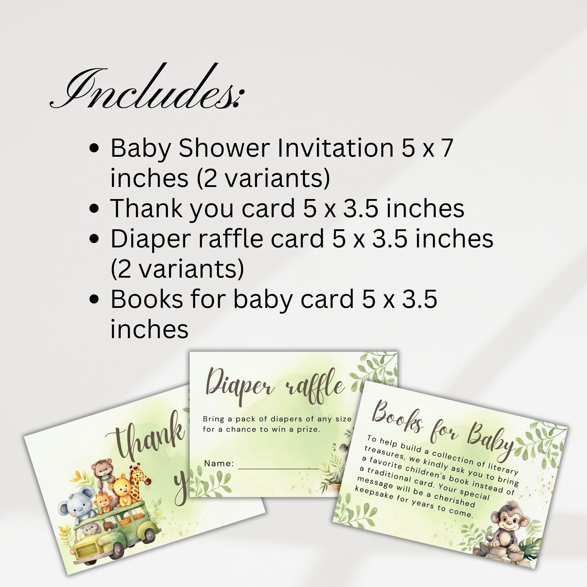 Jungle Adventure Baby Shower Invitation Bundle, Adventure Awaits Baby ...