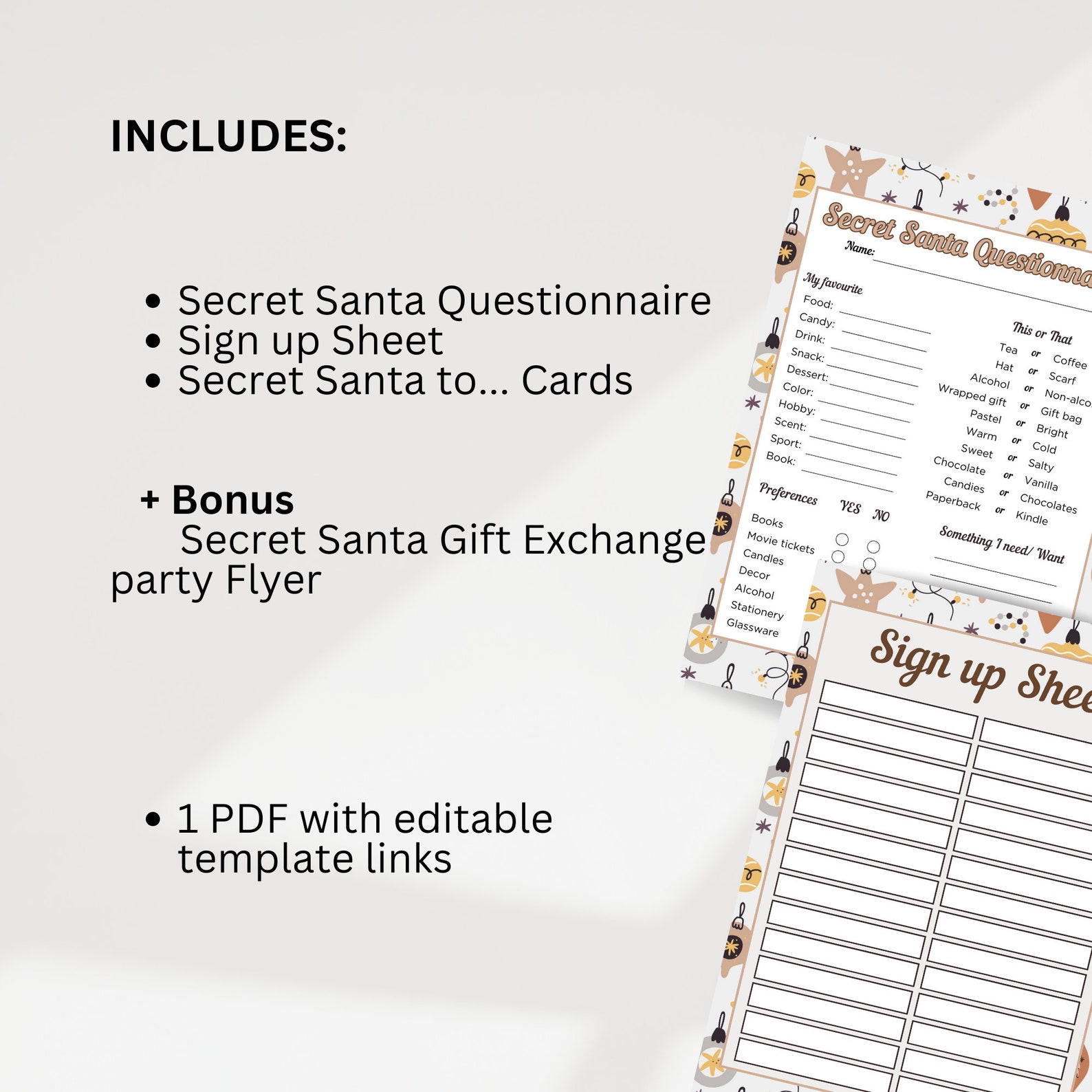 Work Secret Santa Bundle | Office Secret Santa Complete Questionnaire ...