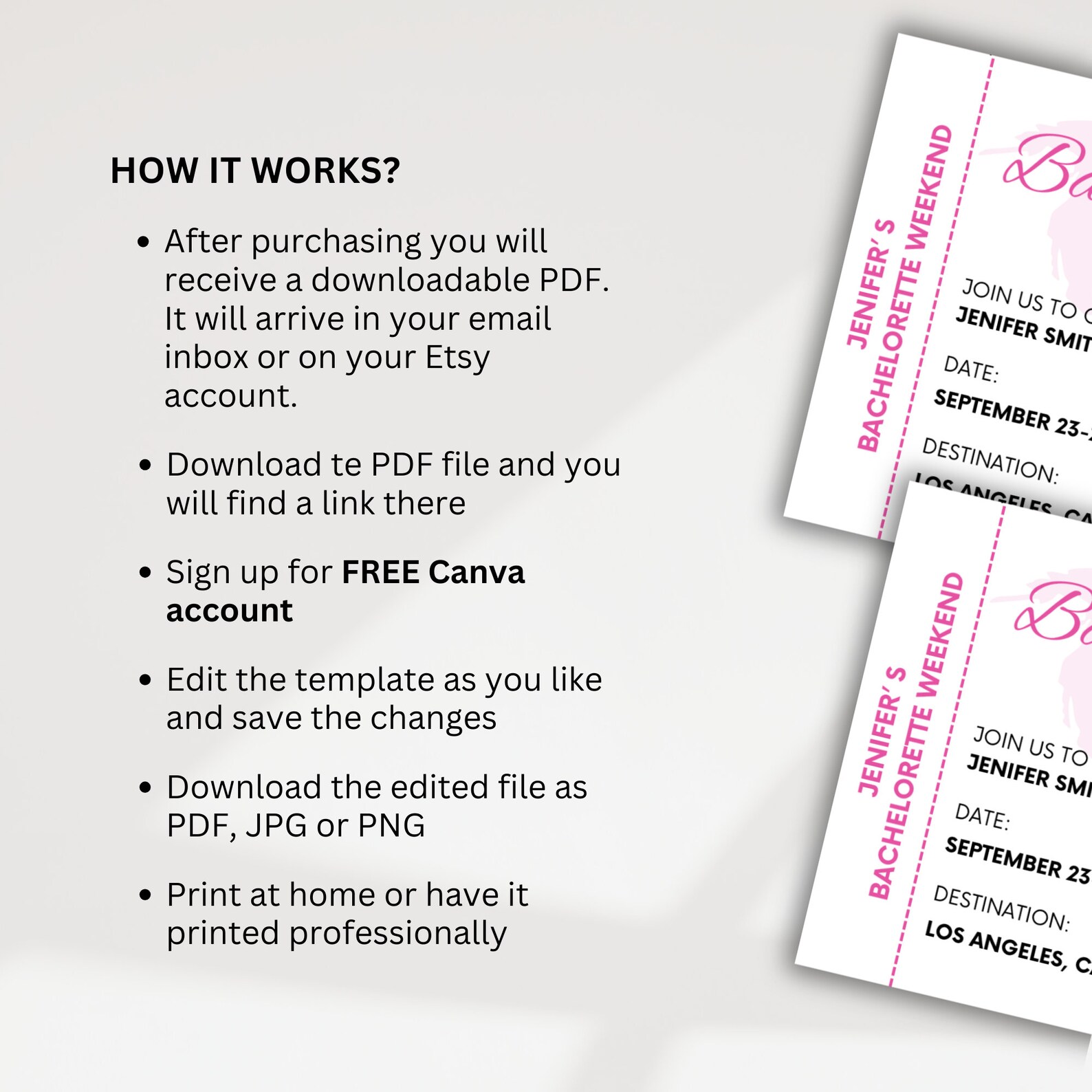 Editable Bachelorette Boarding Pass Invitation | Pink Bachelorette ...