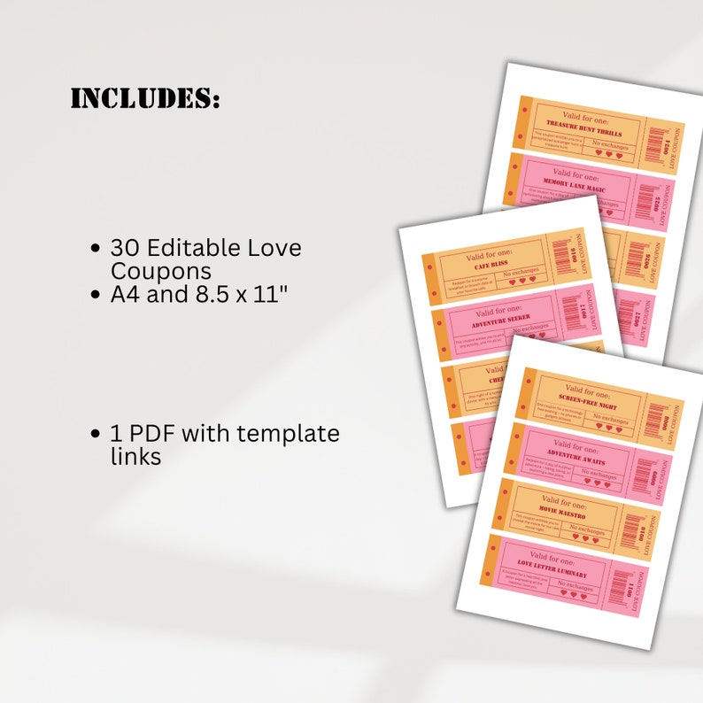 Printable Love Coupons for Couples | Love Coupon Book | Valentine's Day ...
