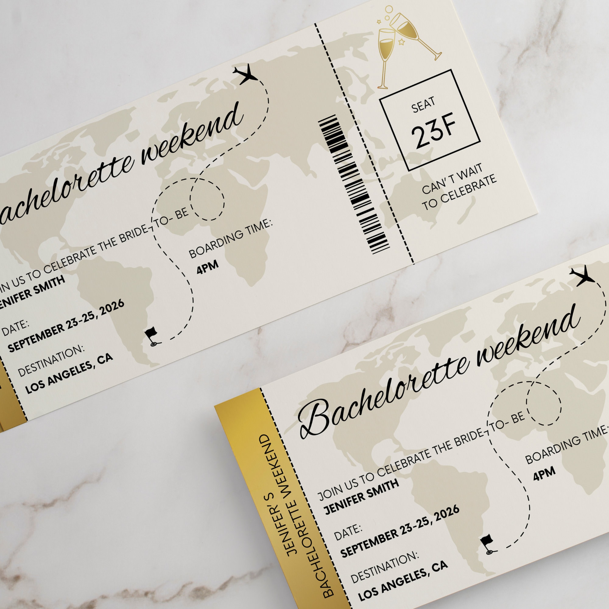 Customisable Boarding Pass Bachelorette Invitation | Stylish Hen Party ...