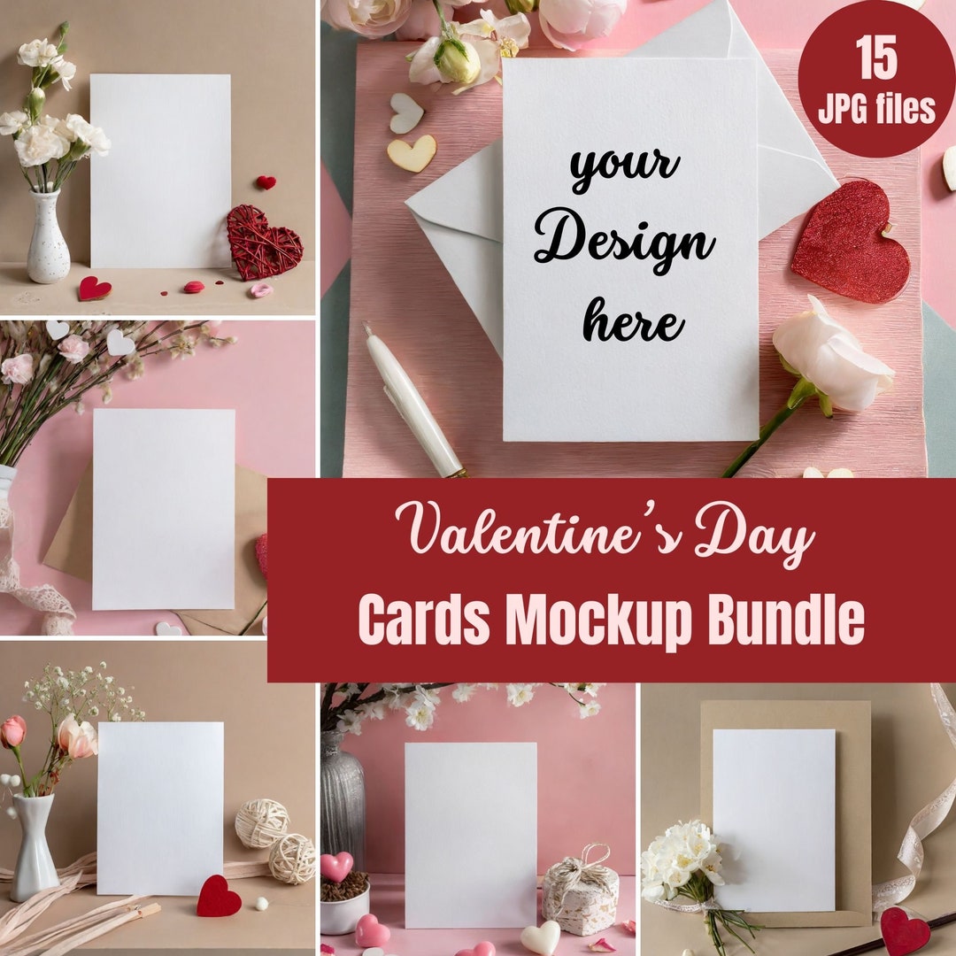 Valentines Day Cards Mockup Bundle | Valentine Card Mockup | Greeting ...