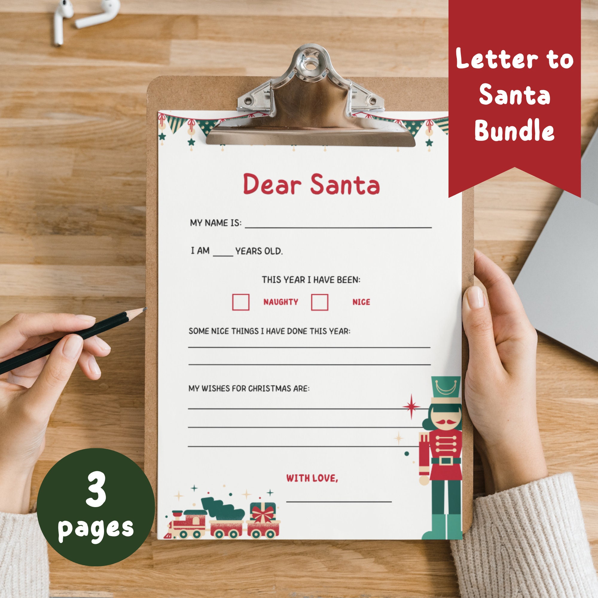 Printable Letter to Santa Bundle | Christmas Dear Santa Letter for Kids ...