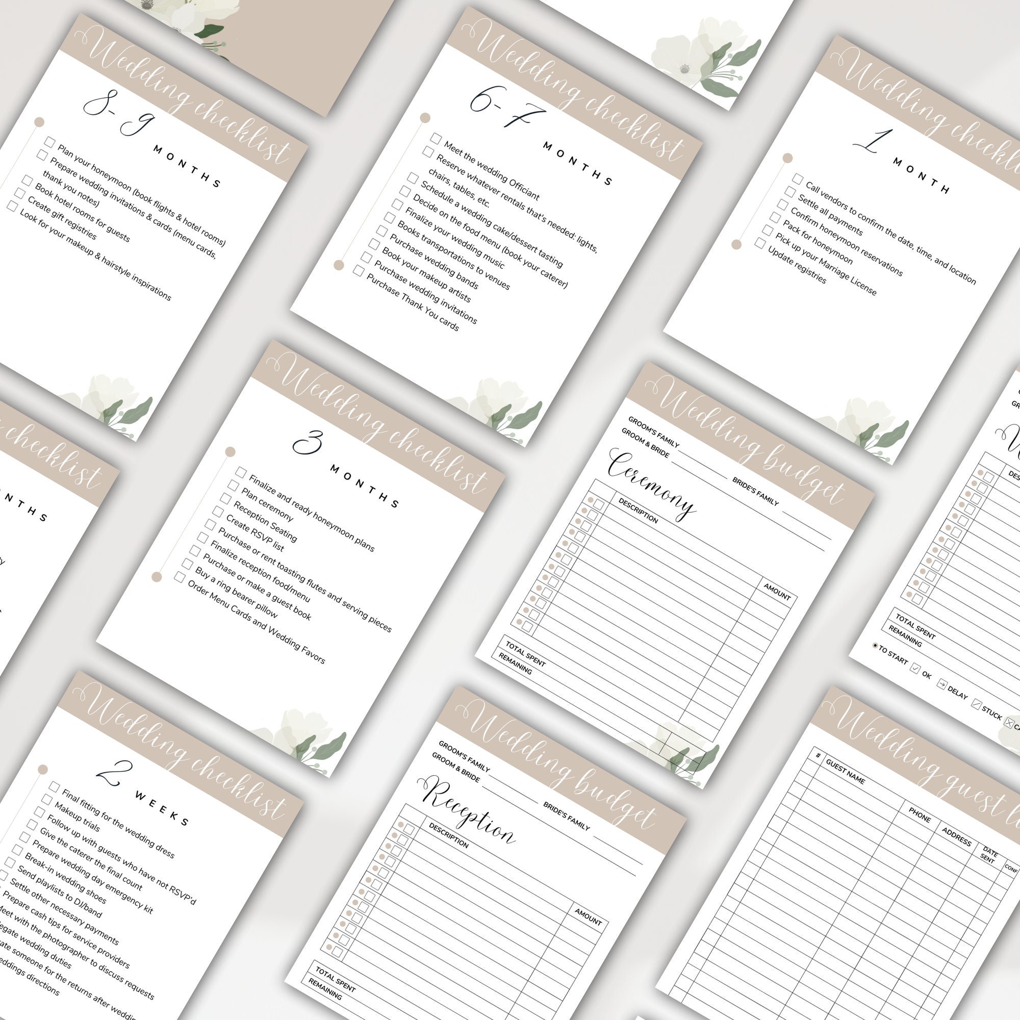 Printable Wedding Planning Checklist | Wedding Checklist | Customizable ...