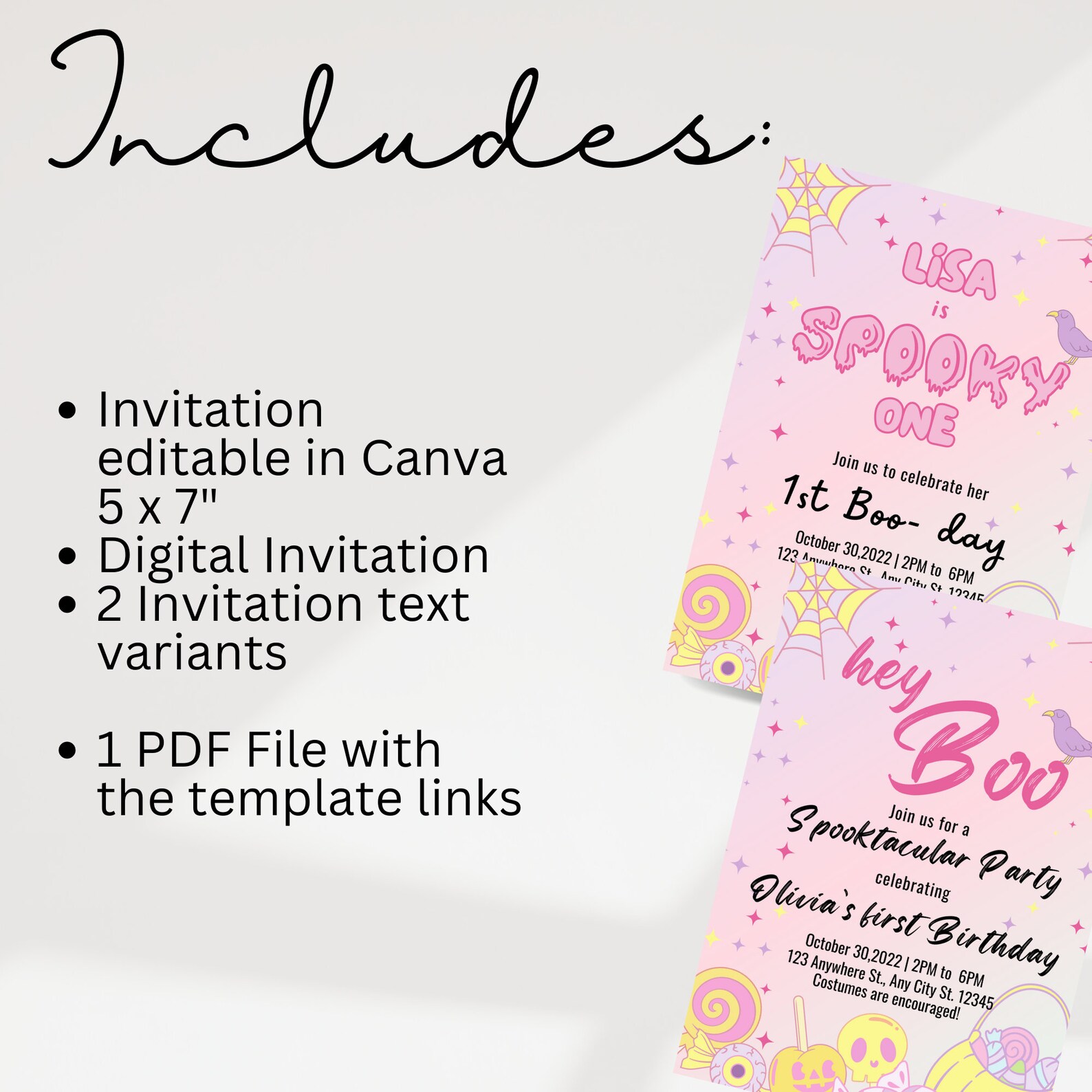 Editable Pastel Spooky One Invitation Template - Etsy