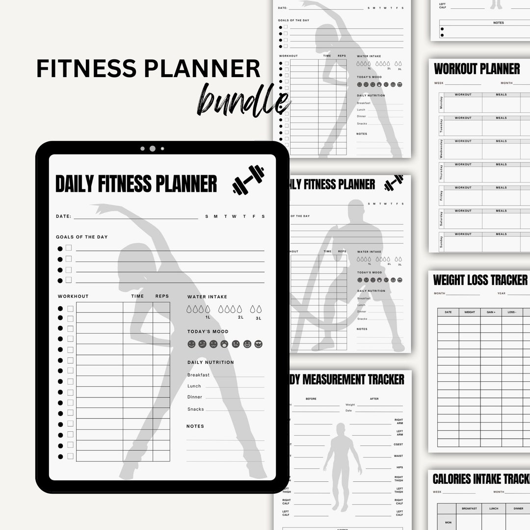 Complete Fitness Planner Bundle for Women and Men | Printable Fitness ...