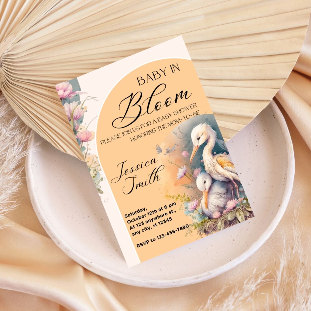 Spring Baby Shower Invitation Set, Baby in Bloom Shower Invitation ...