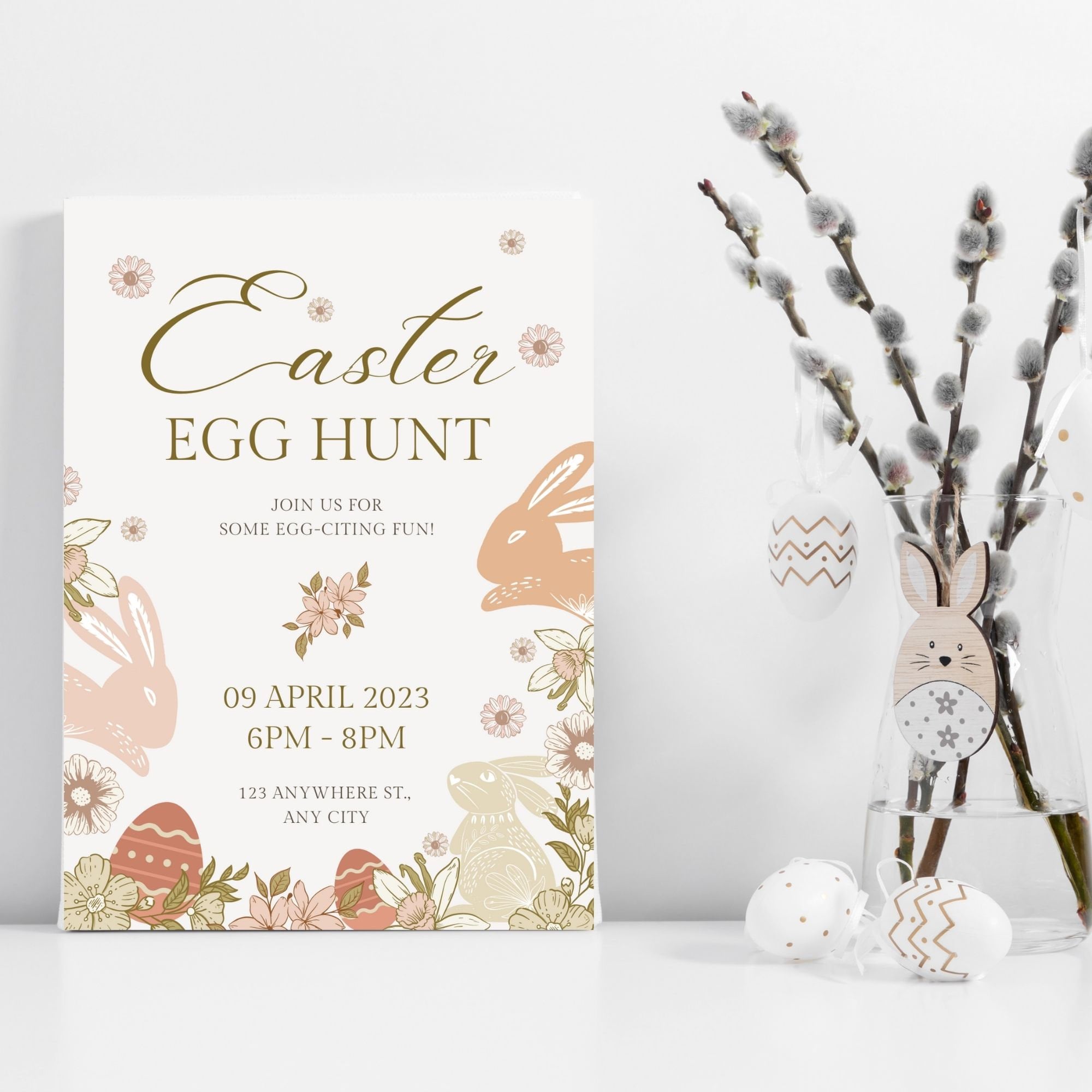 Editable Easter Egg Hunt Flyer Template, Easter Egg Hunt Invitation ...