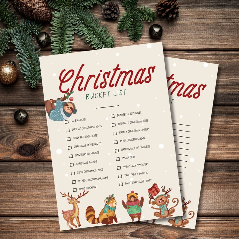 Christmas Bucket List | Printable Holiday Bucket List | Christmas Check ...