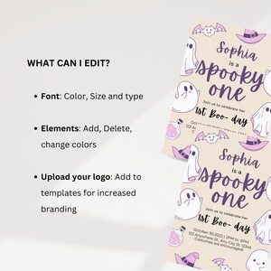 Editable 'spooky One' Invitation Template Halloween Birthday Invite ...