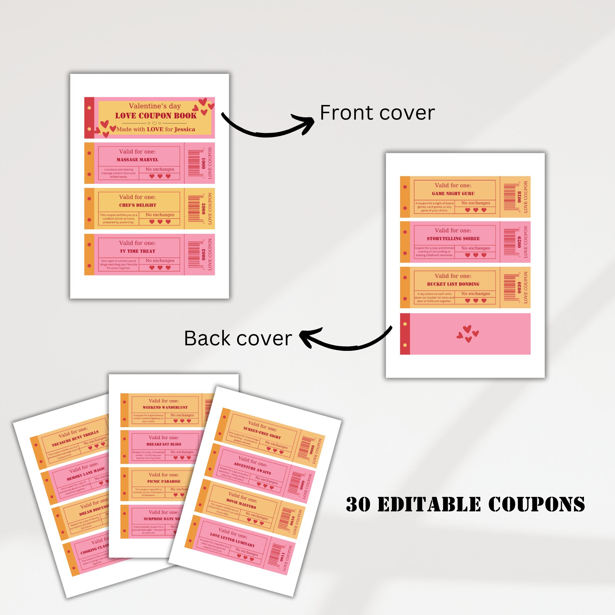 Printable Love Coupons for Couples | Love Coupon Book | Valentine's Day ...