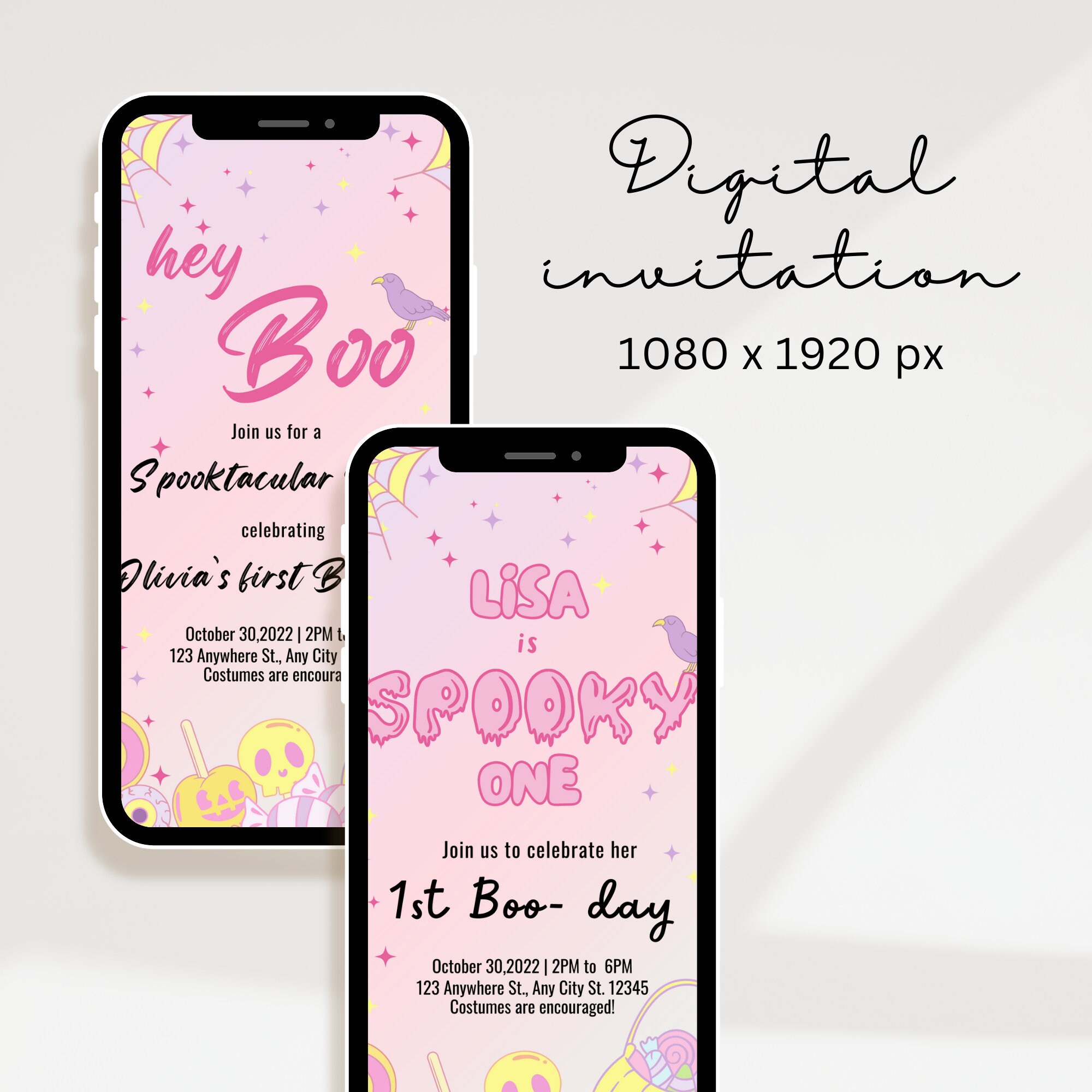 Editable Pastel Spooky One Invitation Template - Etsy