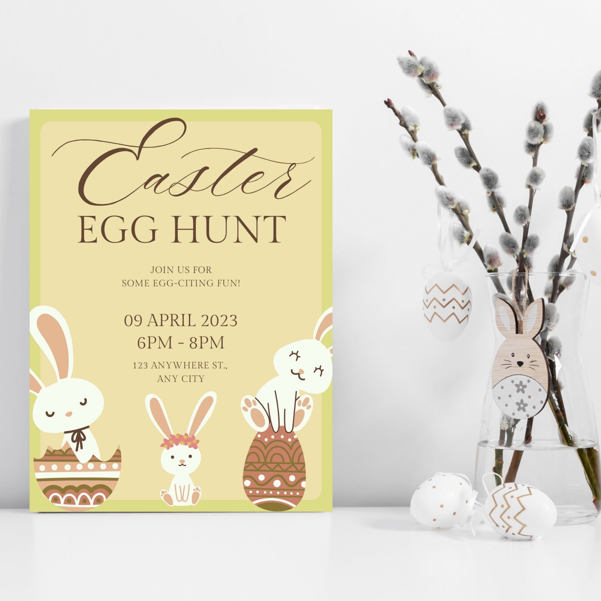 Editable Easter Egg Hunt Flyer Template, Easter Bunny Flyer, Egg Hunt ...