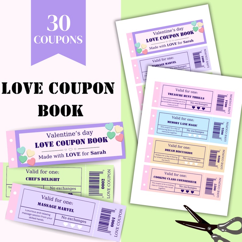 Pastel Love Coupons Book | Valentine's Day Love Coupons | Printable Valentine's Coupons ...