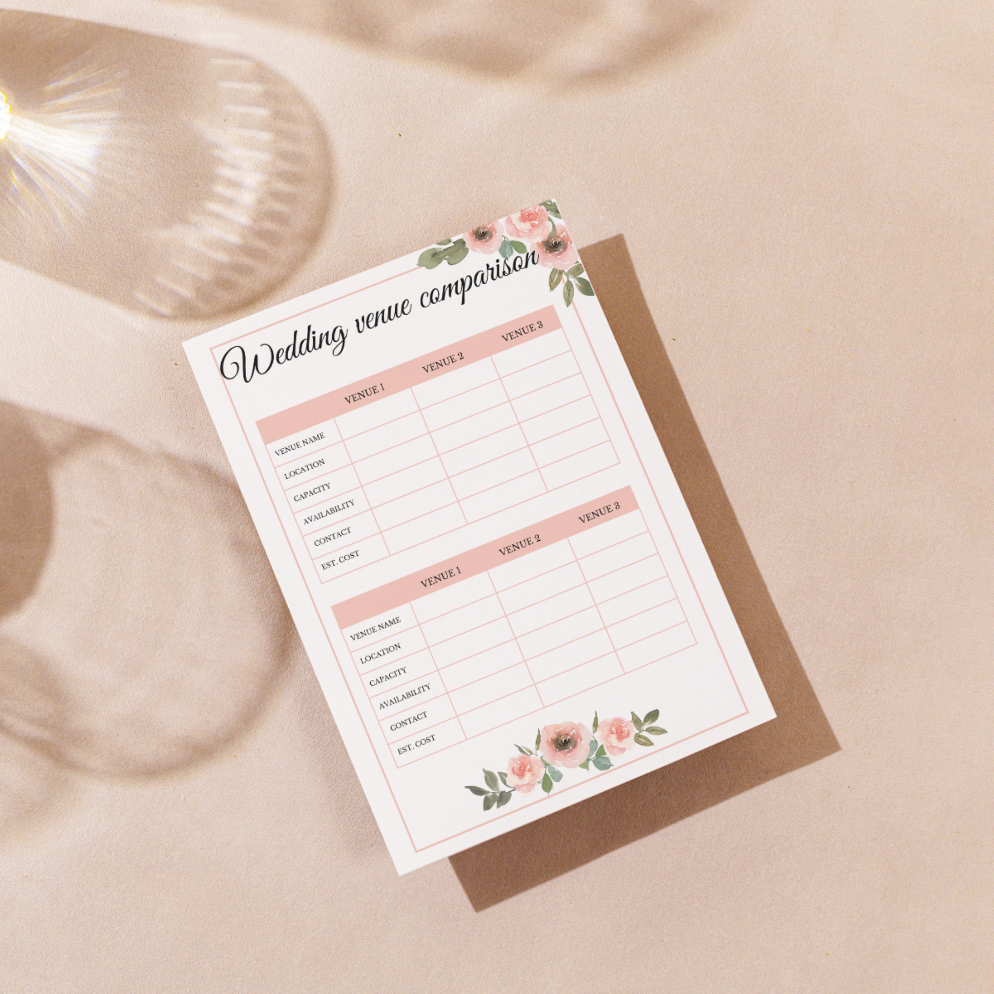 Peach Fuzz Wedding Checklist, Printable Floral Wedding Planner, Simple ...