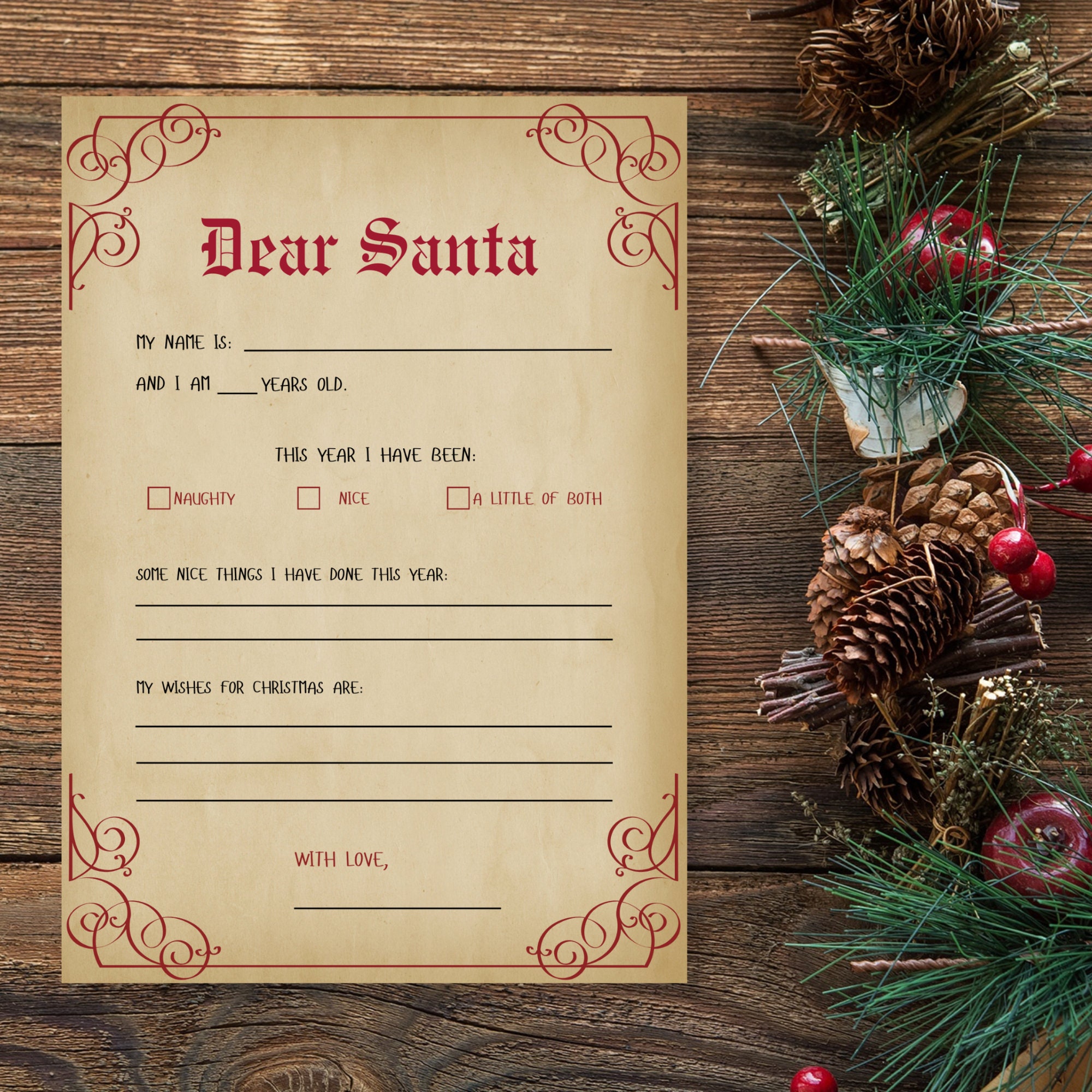 Printable Letter to Santa Template | Christmas Letter Template ...