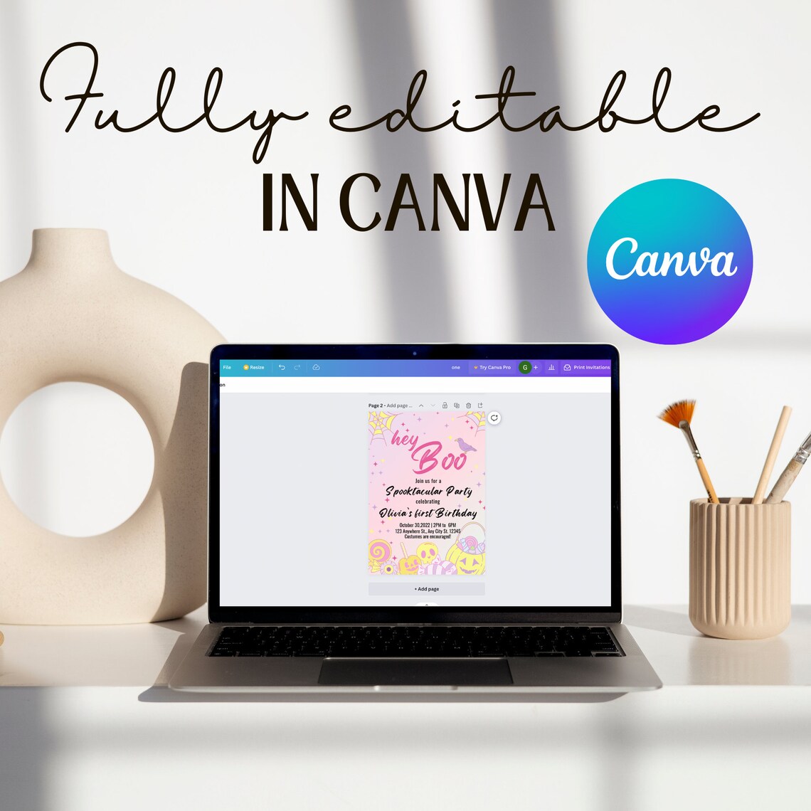 Editable Pastel Spooky One Invitation Template - Etsy